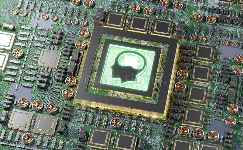 Artificial Intelligence in a Modern GPU Card Stock Illustration ...