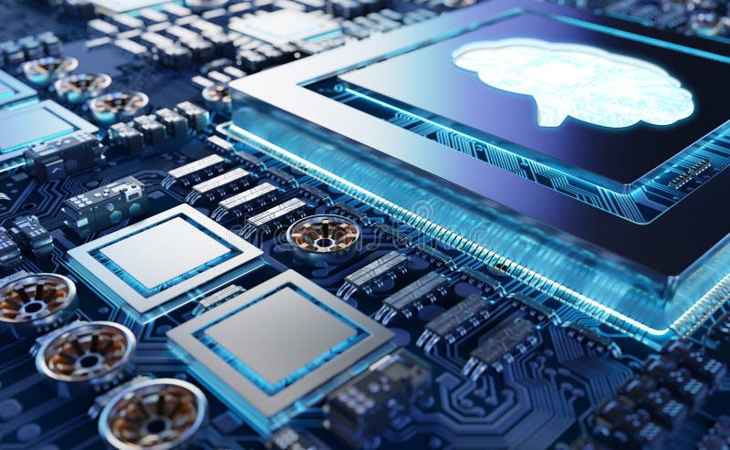 Artificial Intelligence in a Modern GPU Card Stock Illustration ...