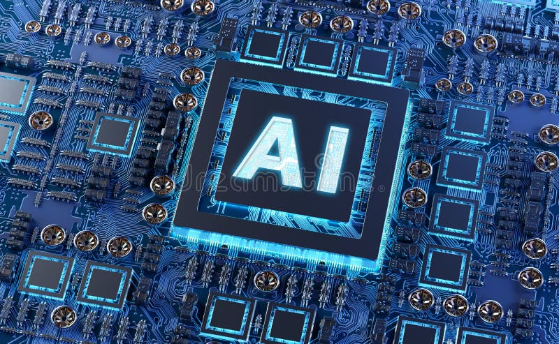 Artificial Intelligence in a Modern GPU Card Stock Illustration ...
