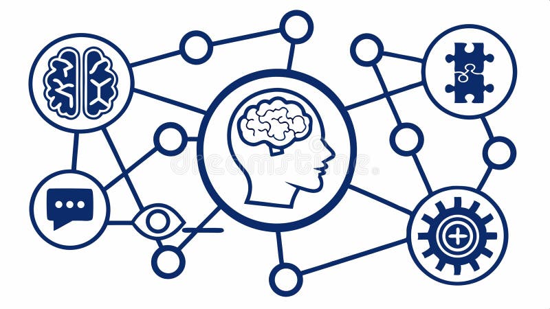 Artificial Intelligence Network, AI Technology, Machine Learning and Cognitive Computing Vector ...