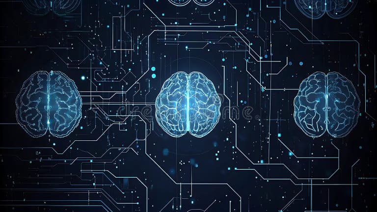 Artificial Intelligence Network with Three Digital Brains Connected by Circuit Lines ...