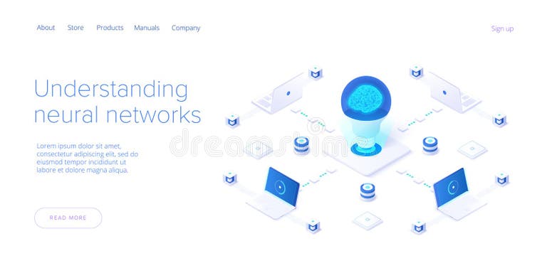 Artificial Intelligence or Neural Network Concept in Isometric Vector ...