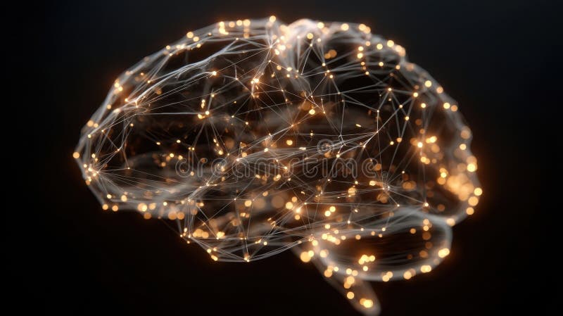 Artificial Intelligence Neural Network, Glowing Abstract 3d Human Brain with Data Connections ...