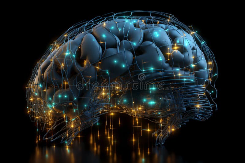 Artificial Intelligence Neural Networks Brain Concept. Generative AI Stock Illustration ...