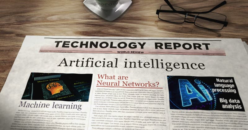 Artificial Intelligence Neural Networks Newspaper on Table Stock Footage - Video of print ...