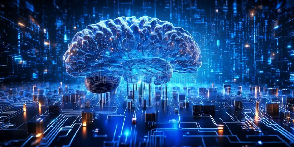 Artificial Intelligence Neurological Data Brain?Industrial Brain Stock Photo - Image of control ...