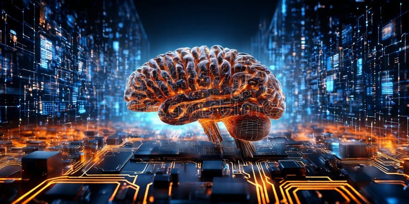 Artificial Intelligence Neurological Data Brain,Industrial Brain,Gpu Stock Image - Image of ...
