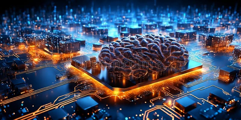 Artificial Intelligence Neurological Data Brain Stock Image - Image of ...