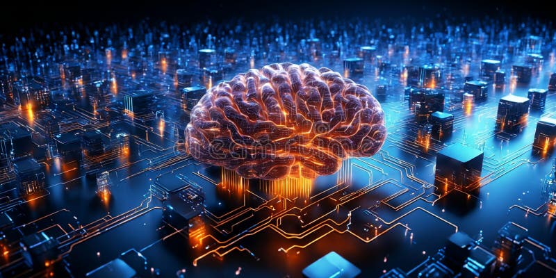 Artificial Intelligence Neurological Data Brain Stock Illustration ...