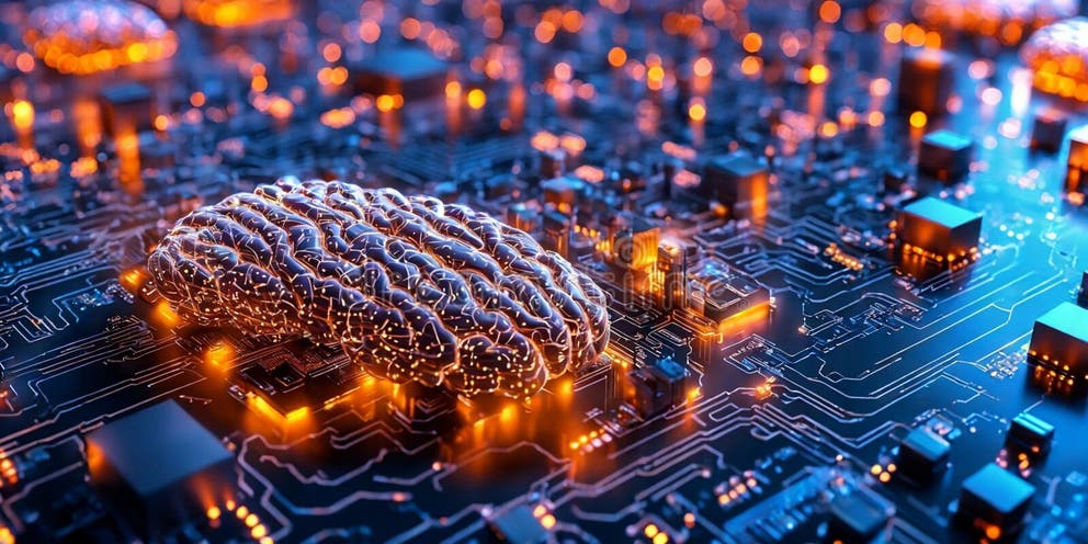 Artificial Intelligence Neurological Data Brain Stock Image - Image of ...