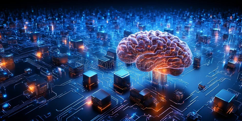 Artificial Intelligence Neurological Data Brain Stock Image - Image of ...