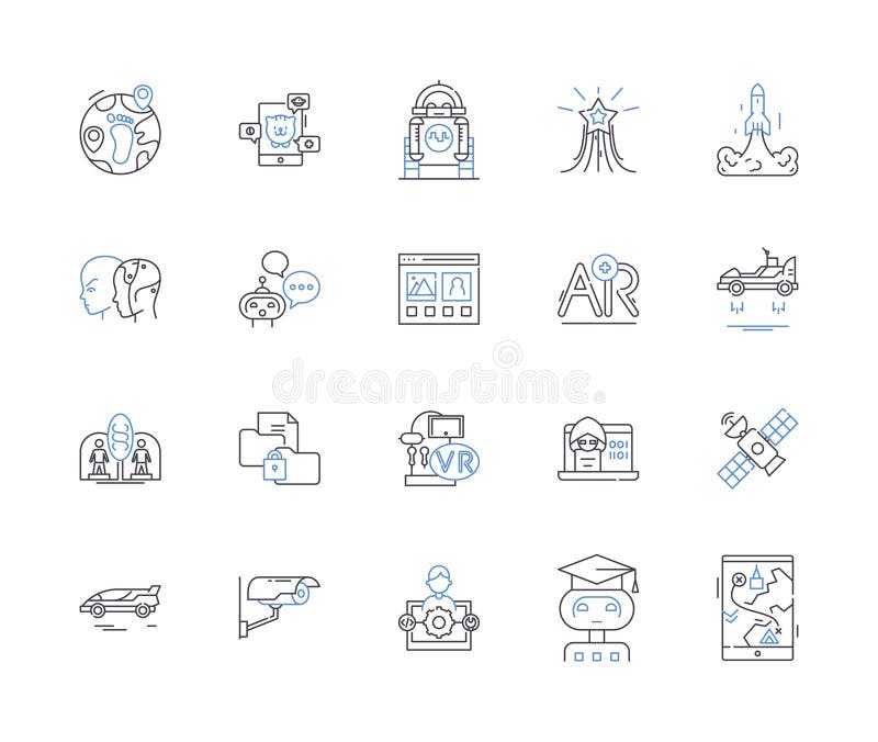 Artificial Intelligence Line Icons Collection. Machine Learning ...