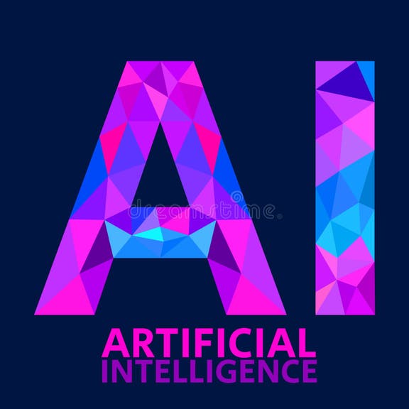 Artificial Intelligence with Polygonal Colorful Triangles Stock Vector - Illustration of data ...