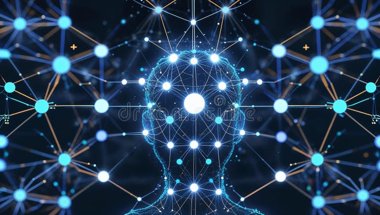 Artificial Intelligence Processing Data through Neural Network Connections Stock Illustration ...