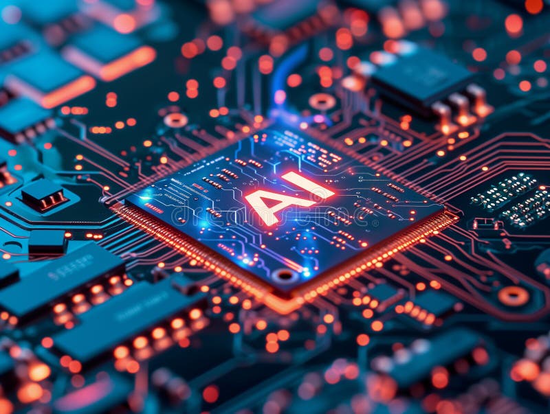 Artificial Intelligence Processor Chip on Circuit Board Stock ...