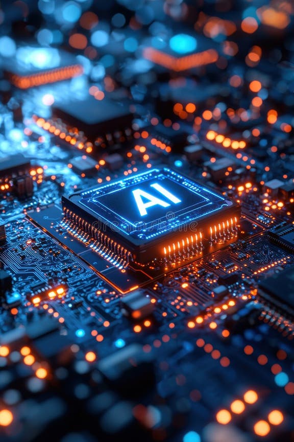 Artificial Intelligence Processor Chip Glowing Amidst Electronic ...