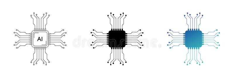 AI Processor Chip Icon, Artificial Intelligence Technology Graphic Design Logo Stock Vector ...