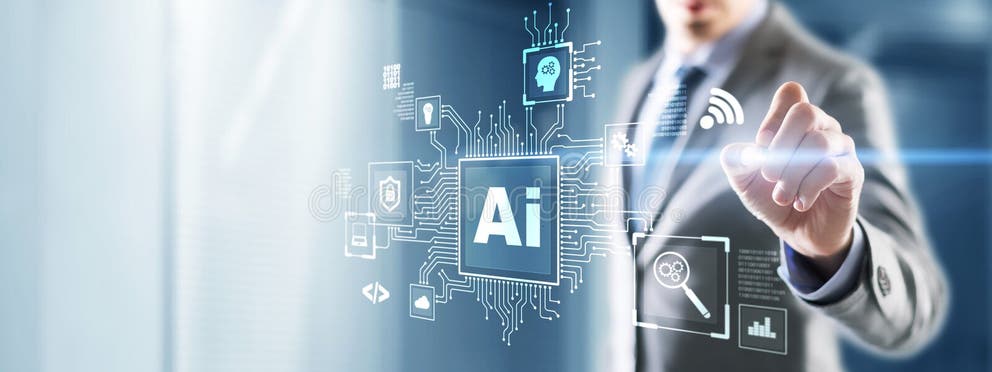 Artificial Intelligence Processor Concept. AI Big Data Array on Virtual Screen Stock Image ...