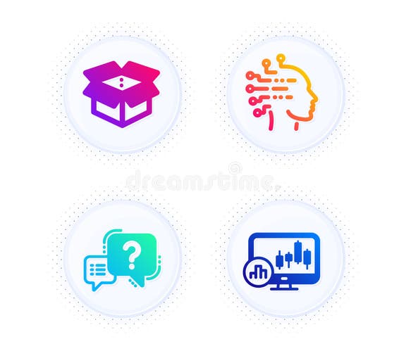 Artificial Intelligence, Question Mark and Open Box Icons Set ...