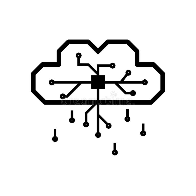 Artificial Intelligence Rain Cloud. Icon and Logo. Outline Design Style ...