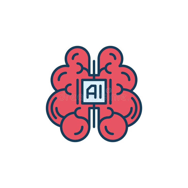 Artificial Intelligence Red Brain Vector AI Mind Concept Colored Icon ...