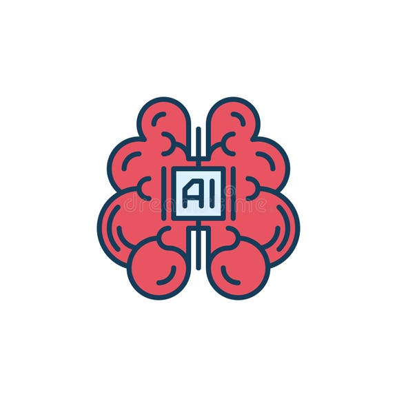 Artificial Intelligence Red Brain Vector AI Mind Concept Colored Icon ...