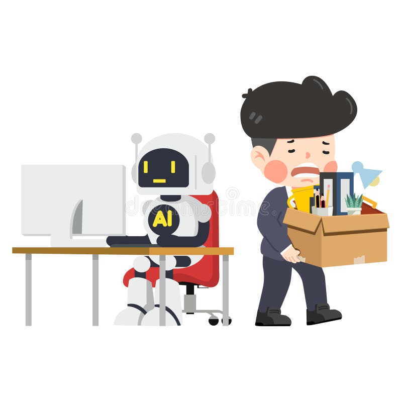Artificial Intelligence Replace Human Employee Stock Vector ...