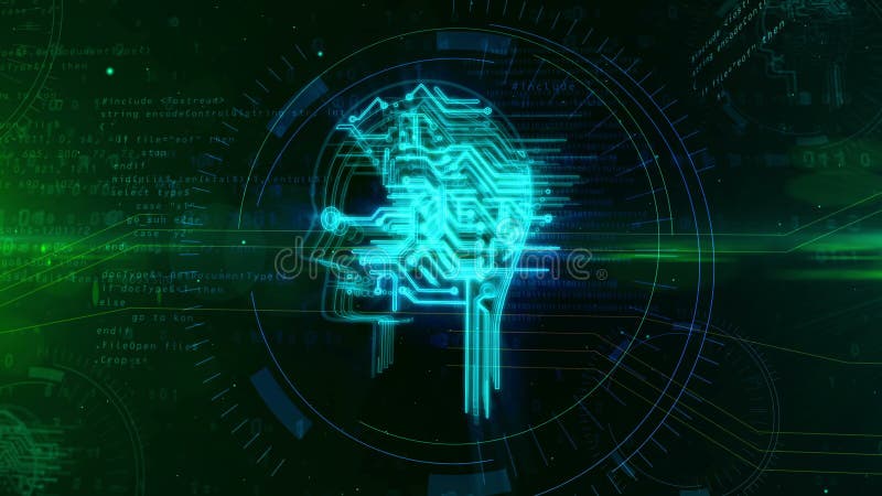 Artificial Intelligence with Retro Cyber Head Symbol Stock Footage ...