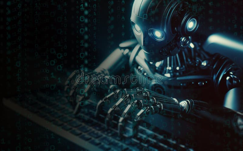 Artificial Intelligence Robot Ai Hacking Ai Database Error Hacker Binary Code Background