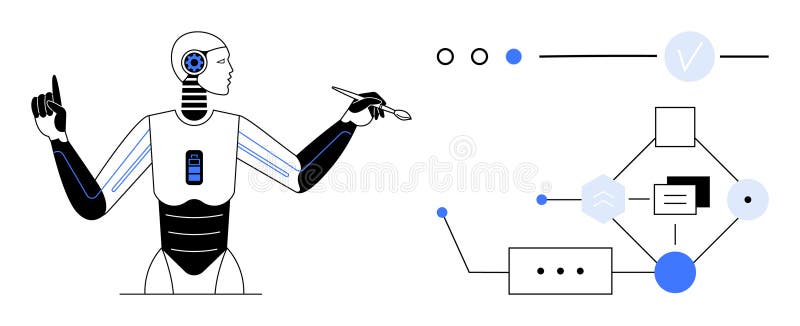 Artificial Intelligence Robot Analyzing Data Flow and Making ... Artificial Intelligence Robot Analyzing Data Flow and Making ...