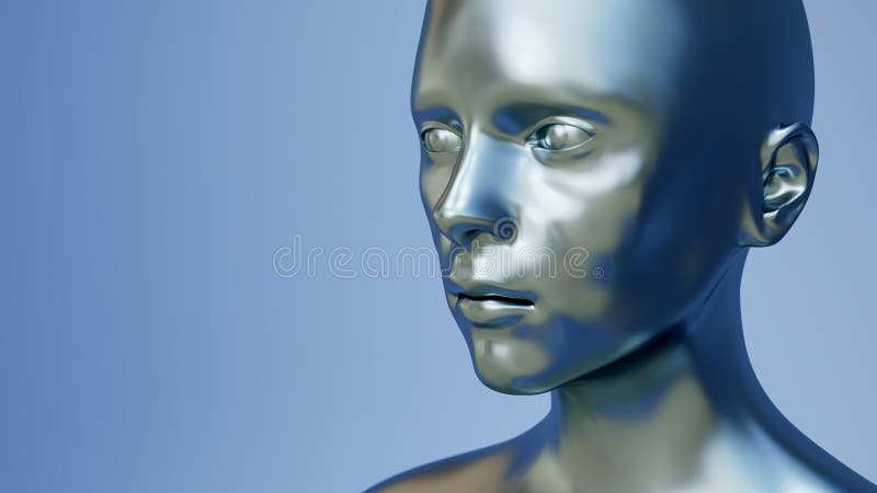 Metal Face Artificial Intelligence Cybernetic Android Robot Reflection ...