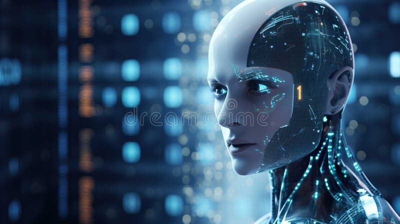 Artificial Intelligence Robot and Binary ,Hologram of the Artificial ... Artificial Intelligence Robot and Binary ,Hologram of the Artificial ...