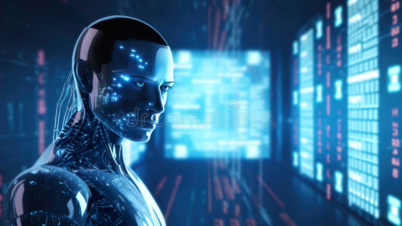 Artificial Intelligence Robot and Binary ,Hologram of the Artificial ... Artificial Intelligence Robot and Binary ,Hologram of the Artificial ...