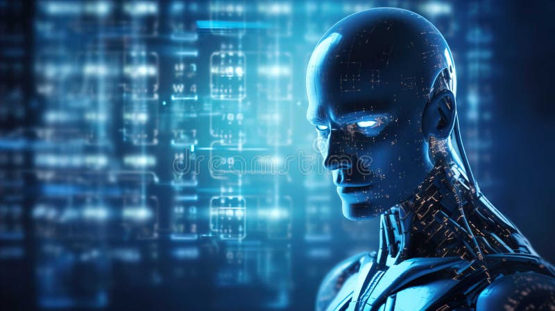 Artificial Intelligence Robot and Binary ,Hologram of the Artificial ... Artificial Intelligence Robot and Binary ,Hologram of the Artificial ...