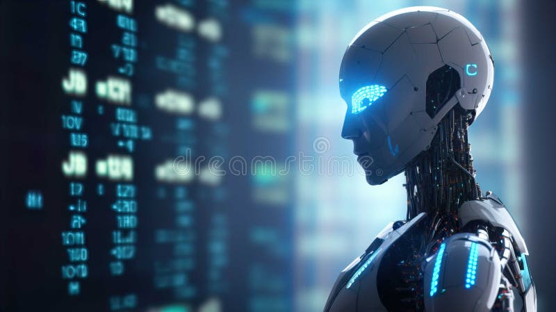 Artificial Intelligence Robot and Binary ,Hologram of the Artificial ... Artificial Intelligence Robot and Binary ,Hologram of the Artificial ...