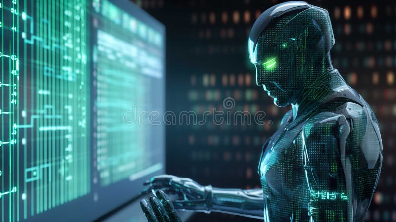 Artificial Intelligence Robot and Binary ,Hologram of the Artificial ... Artificial Intelligence Robot and Binary ,Hologram of the Artificial ...