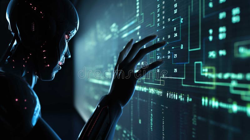Artificial Intelligence Robot and Binary ,Hologram of the Artificial ... Artificial Intelligence Robot and Binary ,Hologram of the Artificial ...