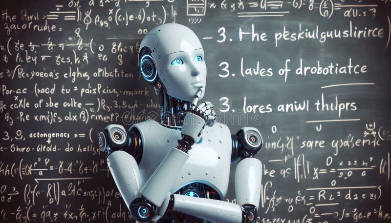 Artificial Intelligence Robot Blackboard Formulas Equations Thinking ...