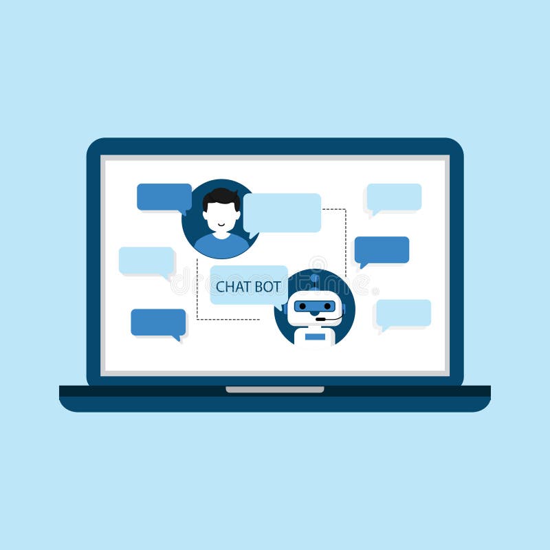 Artificial Intelligence Robot Chat on Laptop Screen Stock Vector ...