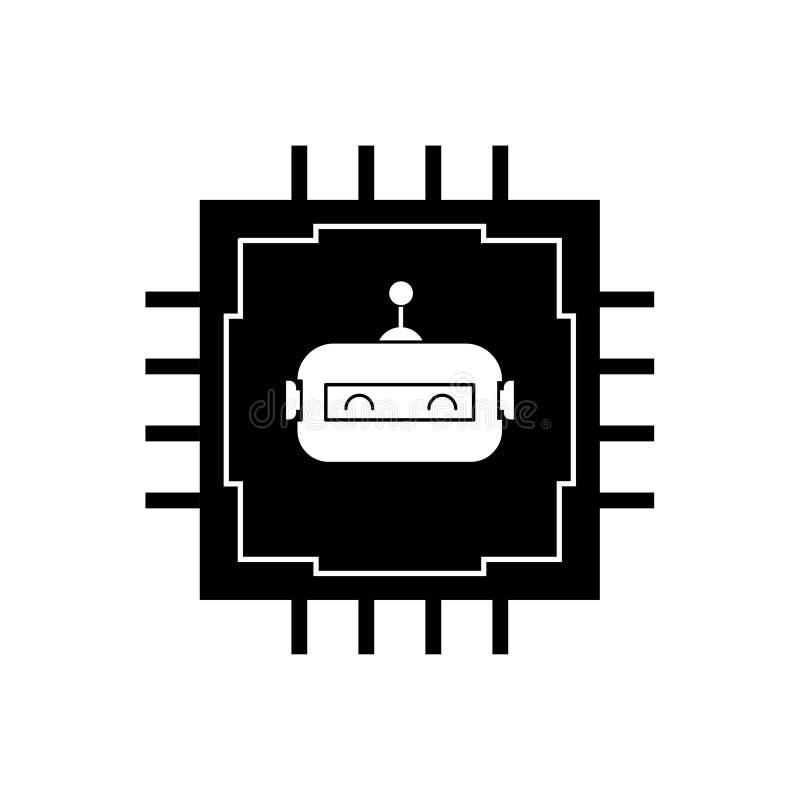 Artificial Intelligence Robot and Chip Icon Stock Vector - Illustration ...