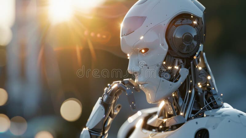 Artificial Intelligence Robot Contemplating in a Realistic Setting ...