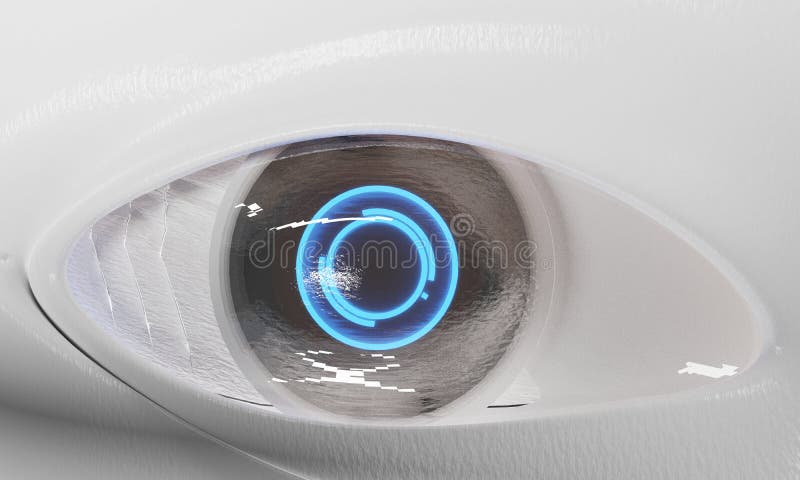 Eye of a Cyborg Close-up, Generative AI Stock Illustration ...