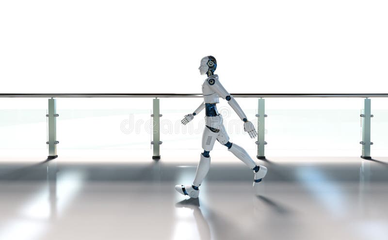 Artificial Intelligence Robot or Cyborg Walk Stock Illustration ...