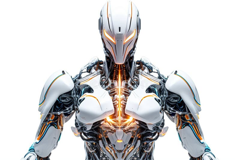 Artificial Intelligence Robot Face. Digital Cyborg. Background in ...