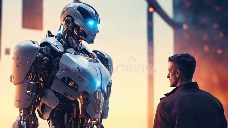 Artificial Intelligence Robot Facing Human, Battle of Machines and ...