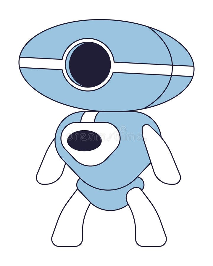 Artificial Intelligence Robot Flat Line Color Isolated Vector Object Stock Vector Illustration