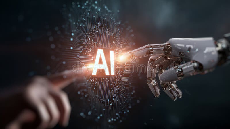 Artificial Intelligence Robot Hand Human Finger Technology Digital ...