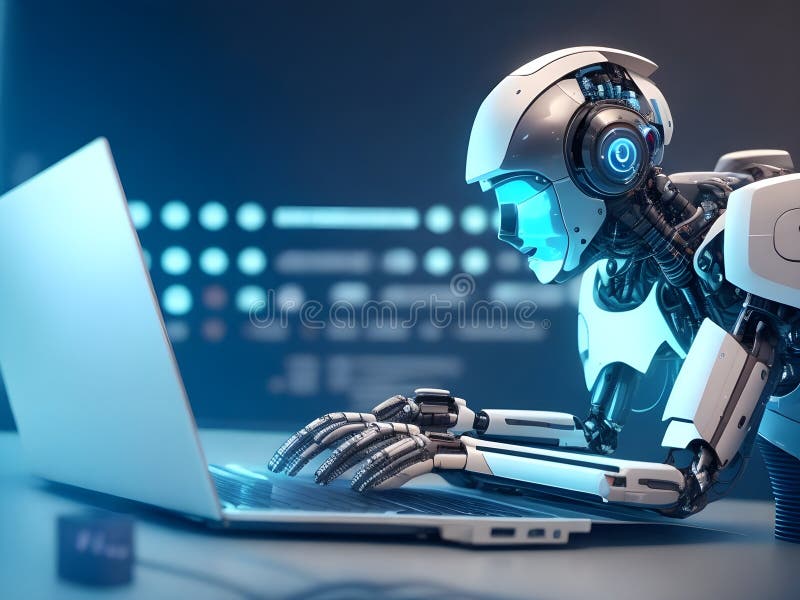 Artificial Intelligence Robot Handling the Laptop in the Server Room ...