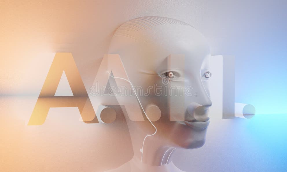 Artificial Intelligence Robot Head 3d-illustration Stock Illustration ...