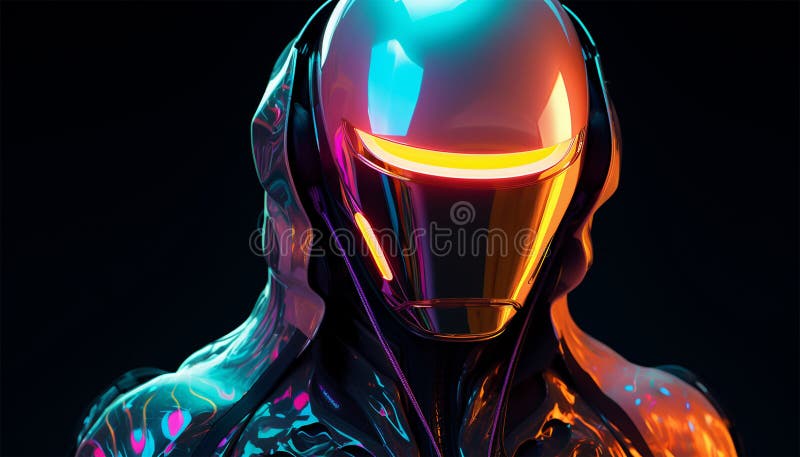 Artificial Intelligence or Robot with Human Face. AI with Cyber Body in ...